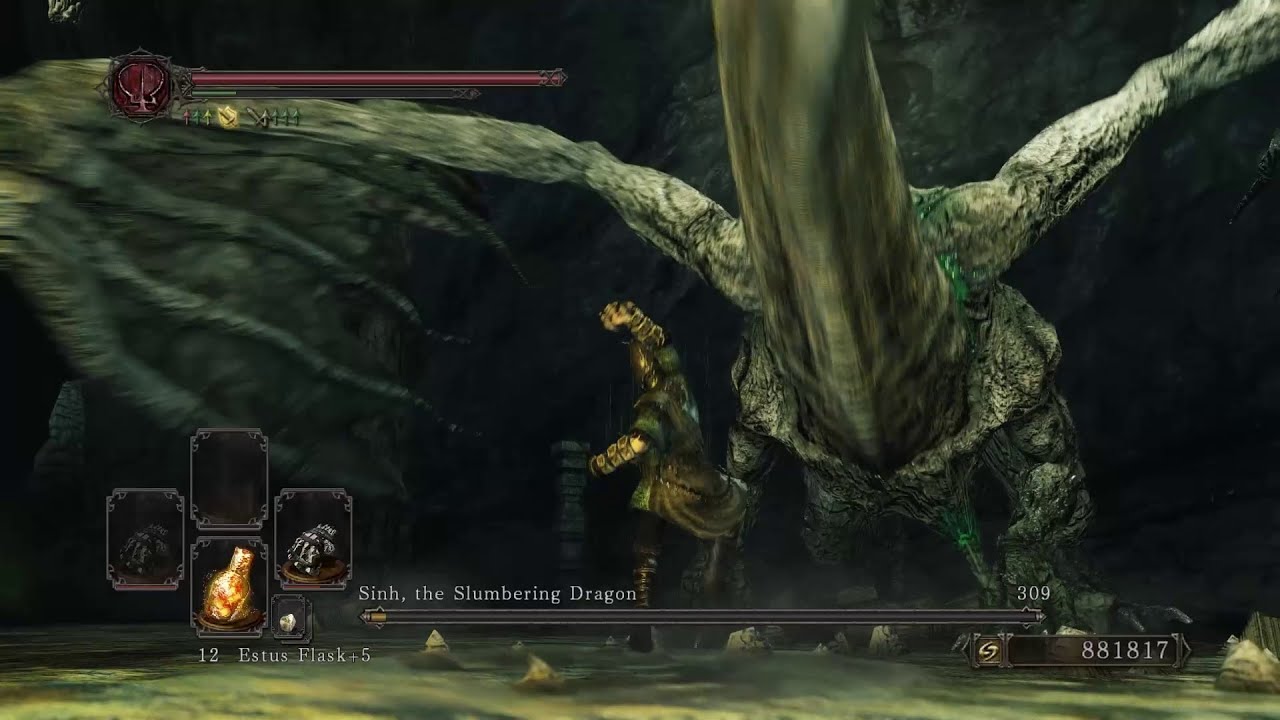 Dark Souls 2 - Sinh, the Slumbering Dragon NG+ (No Damage) Bone Fists ...