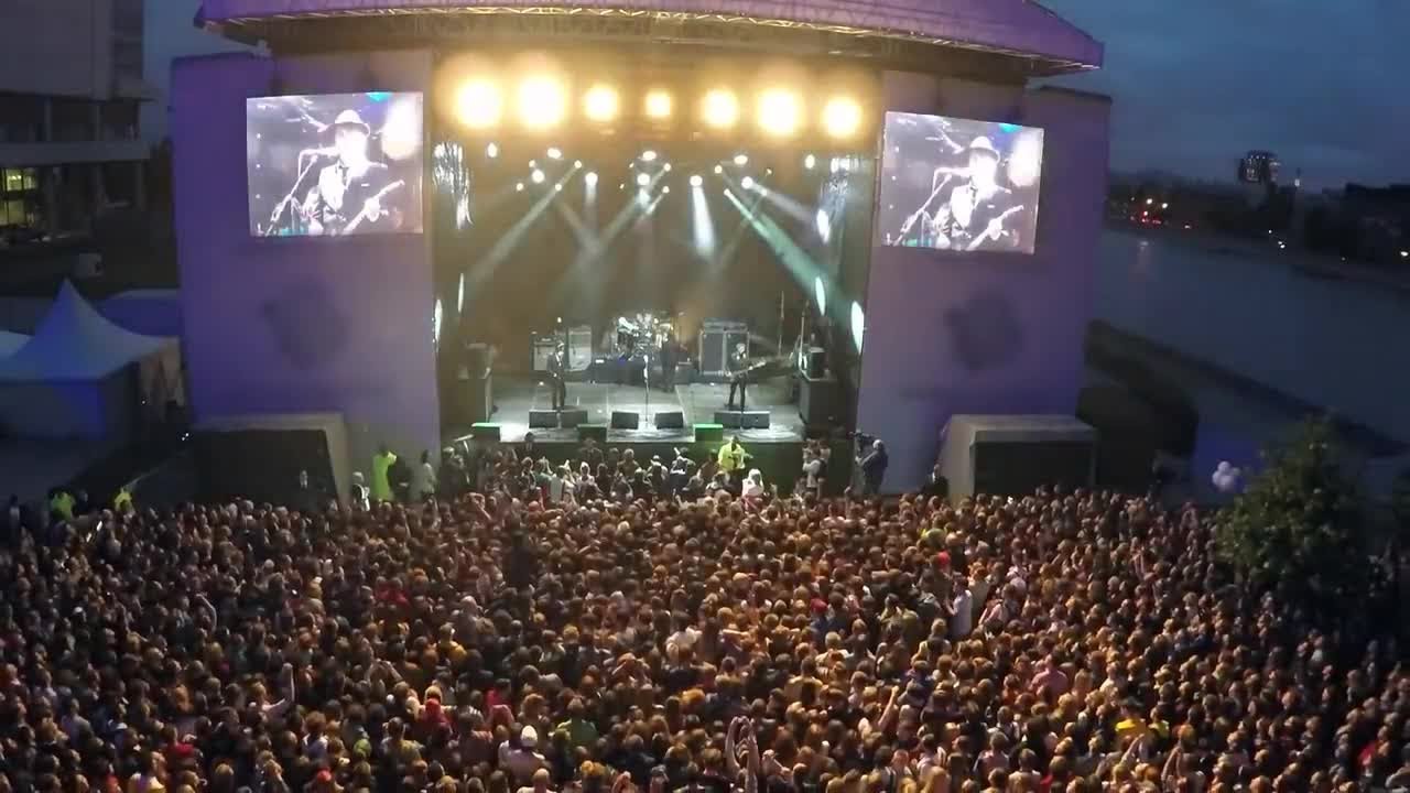 Aerial Shot Of Outdoor Concert With Crowd Stock Video - YouTube