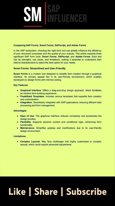 SAP S/4 HANA: Comparison of SAP Forms | Smart Forms vs SAP Scripts vs ADOBE Forms #smartforms # ...