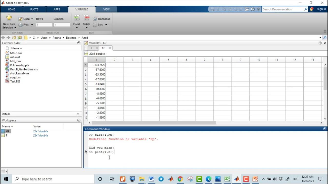 Equilibrium constant in Thermodynamics with Matlab interpolation. - YouTube