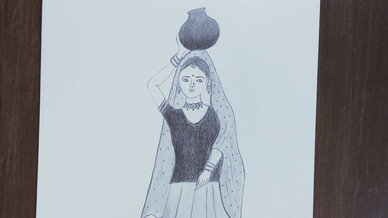 Easy pencil drawing || How to draw a Rajasthani Girl - YouTube