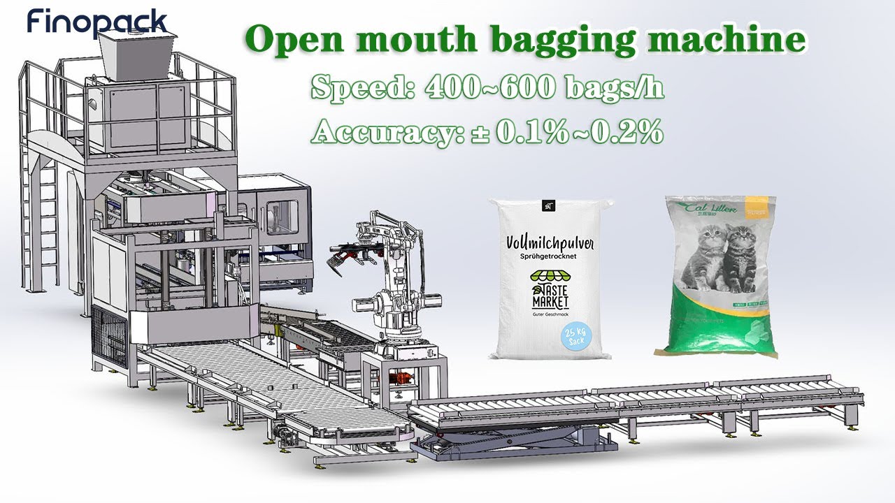 Fully Auto Open Mouth Packaging Machine for Rice - YouTube