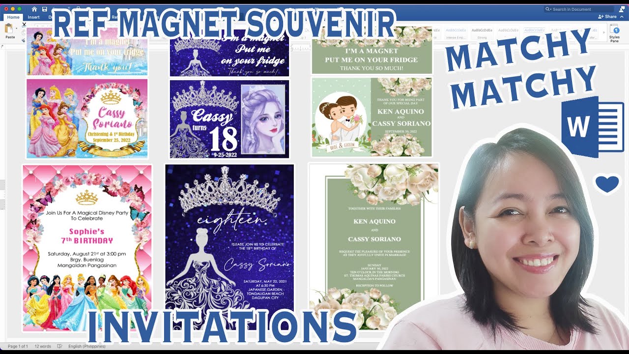 BIRTHDAY, CHRISTENING AND WEDDING INVITATIONS WITH MATCHY REF MAGNET ...