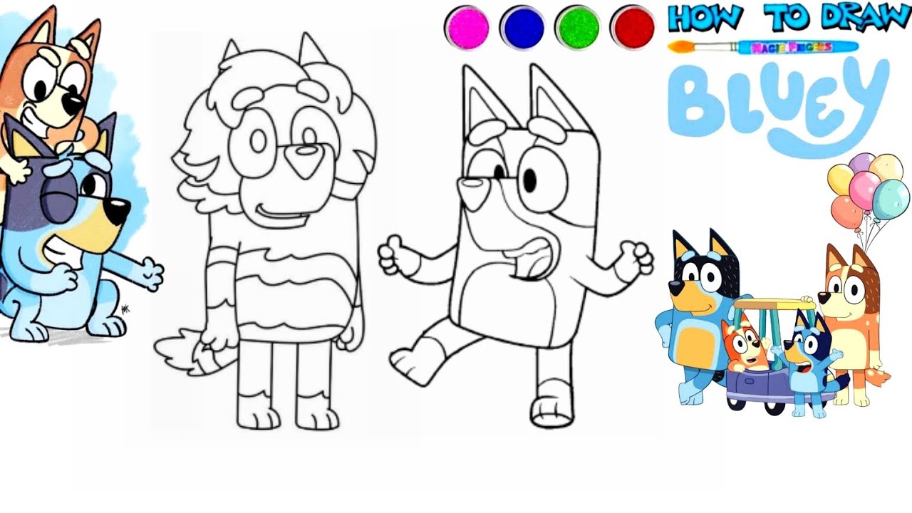 Easy Bluey Drawing Tutorial for Kids 😱 Learn to Draw Bluey and Bingo 💙🧡 ...