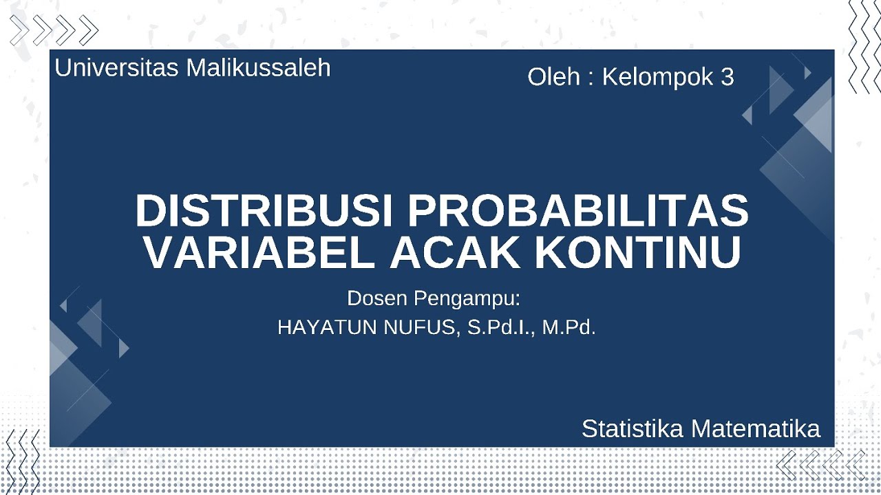 DISTRIBUSI PROBABILITAS VARIABEL ACAK KONTINU - YouTube
