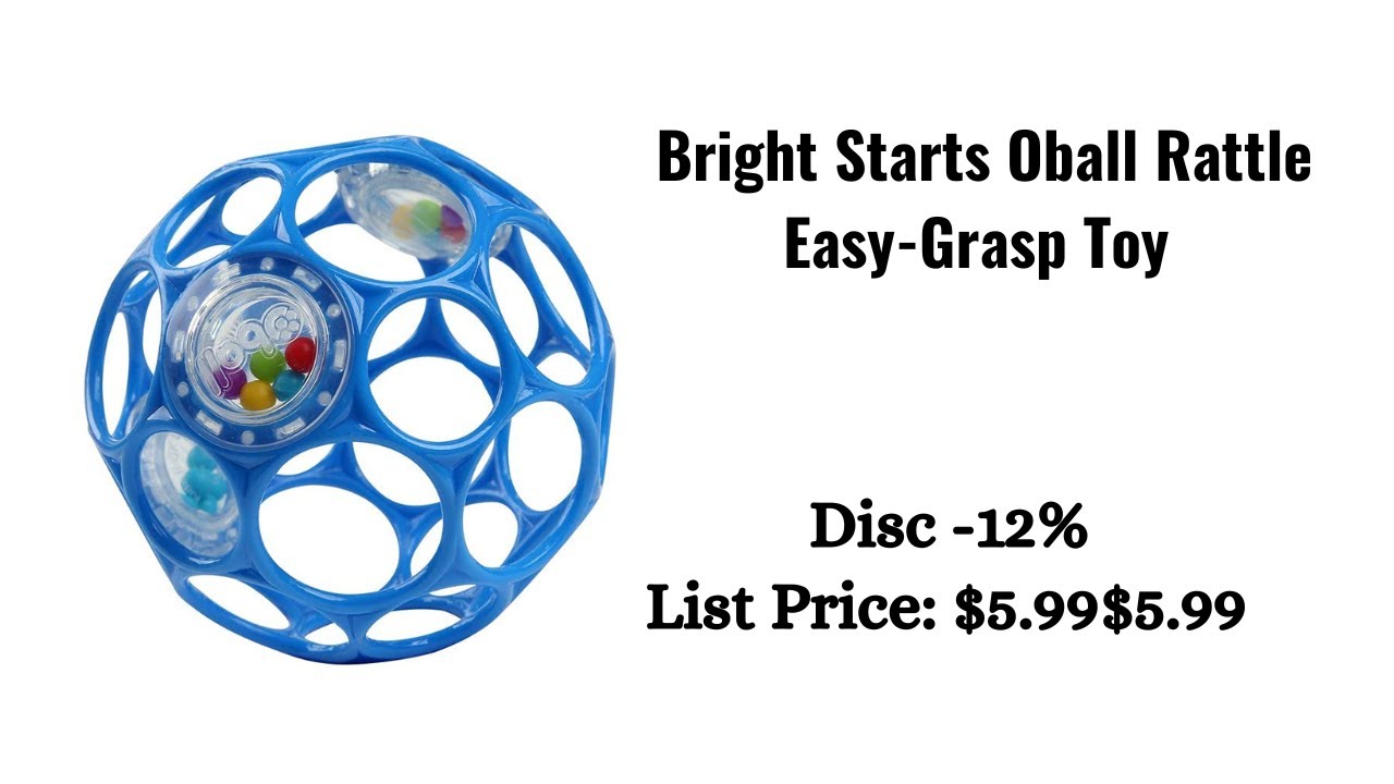 Bright Starts Oball Rattle Easy-Grasp Toy - Blue, 4", Ages Newborn ...