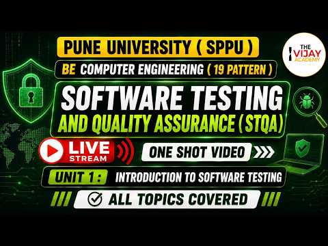 STQA Unit 1 ONE SHOT 🔥 | LIVE STREAM | INSEM EXAM | BE Computer Engineering | SPPU 19 Pattern