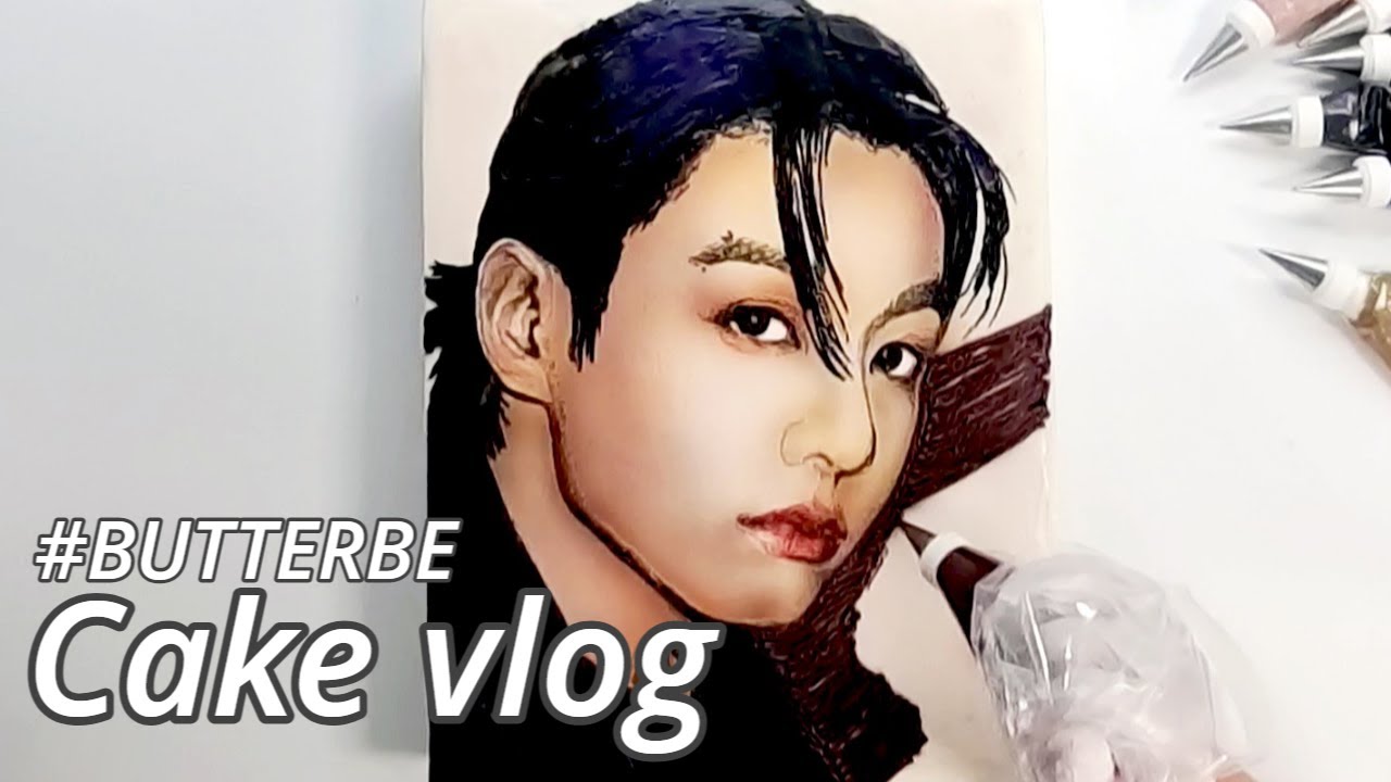 [Cake Vlog] BTS 정국 케이크 만들기 제작과정 | 레터링케이크 브이로그 | Buttercream cake ...