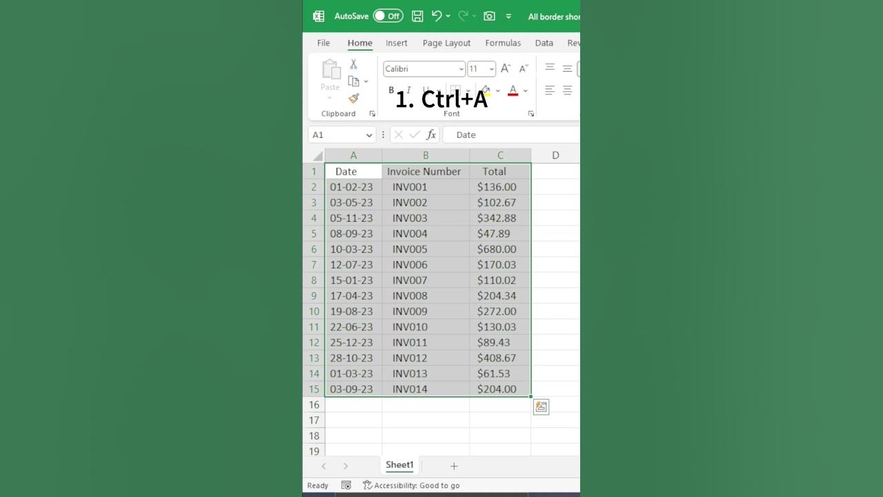 Create All Border With Shortcut Excel Exceltutorial Exceltricks Exceltips Youtube