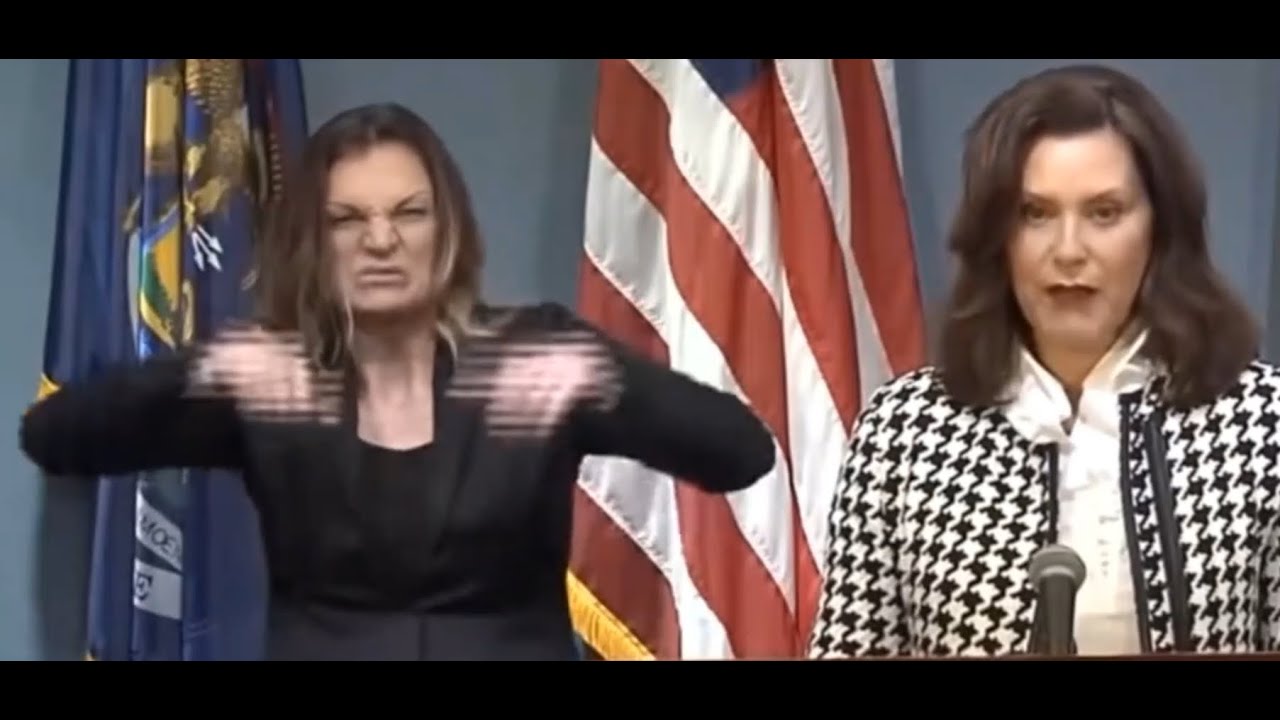 Gretchen Whitmers sign language interpretor Matrix glitch - YouTube