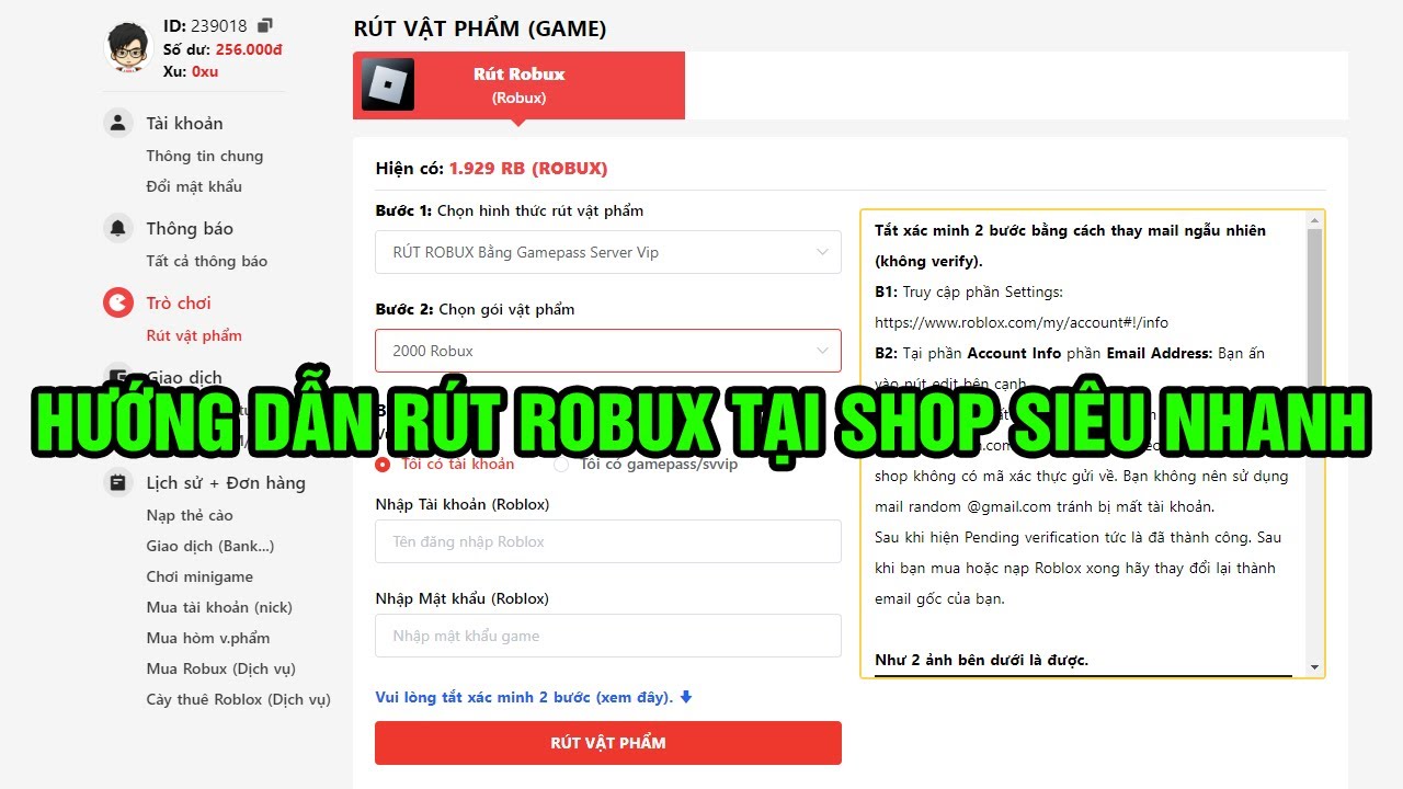 Hướng Dẫn Rút Robux Tại Shop Siêu Nhanh | Roblox - YouTube