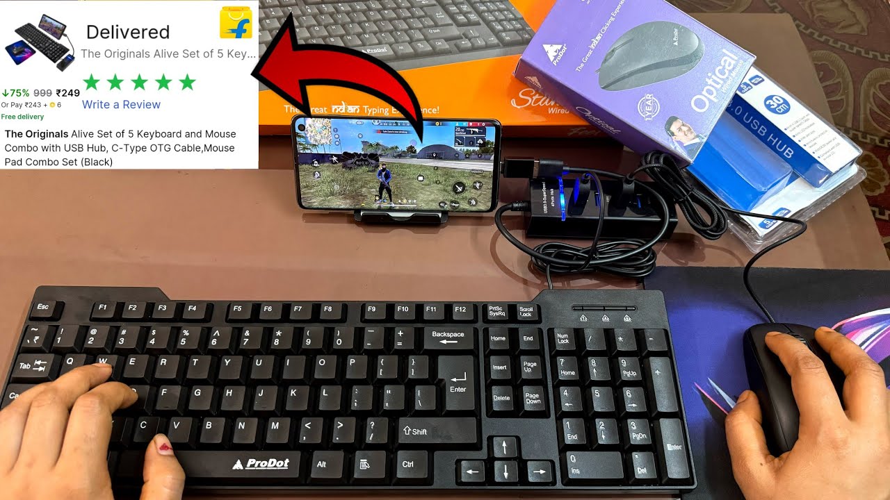₹500 keyboard mouse usb hub otg from flipkart | buy & setup ⌨️ 🖱 in ...