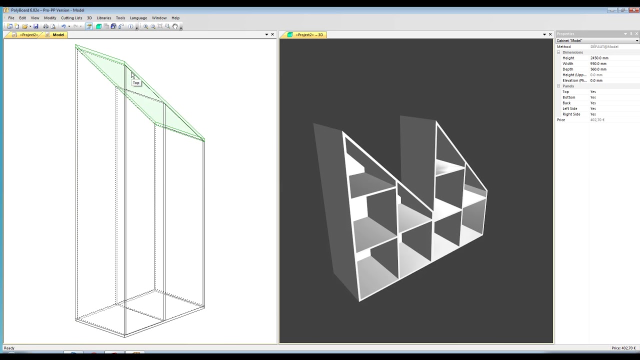 Use Polyboard to design a cabinet to fit under a roof - YouTube