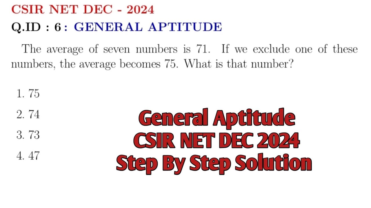 CSIR NET DEC 2024 | General Aptitude | Average Calculation Trick | CSIR ...