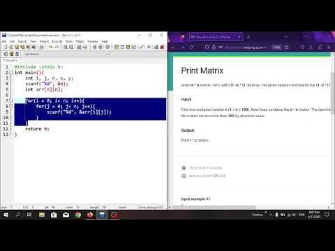 "Print matrix" in C programming language. #Eolymp problem 8530 . - YouTube