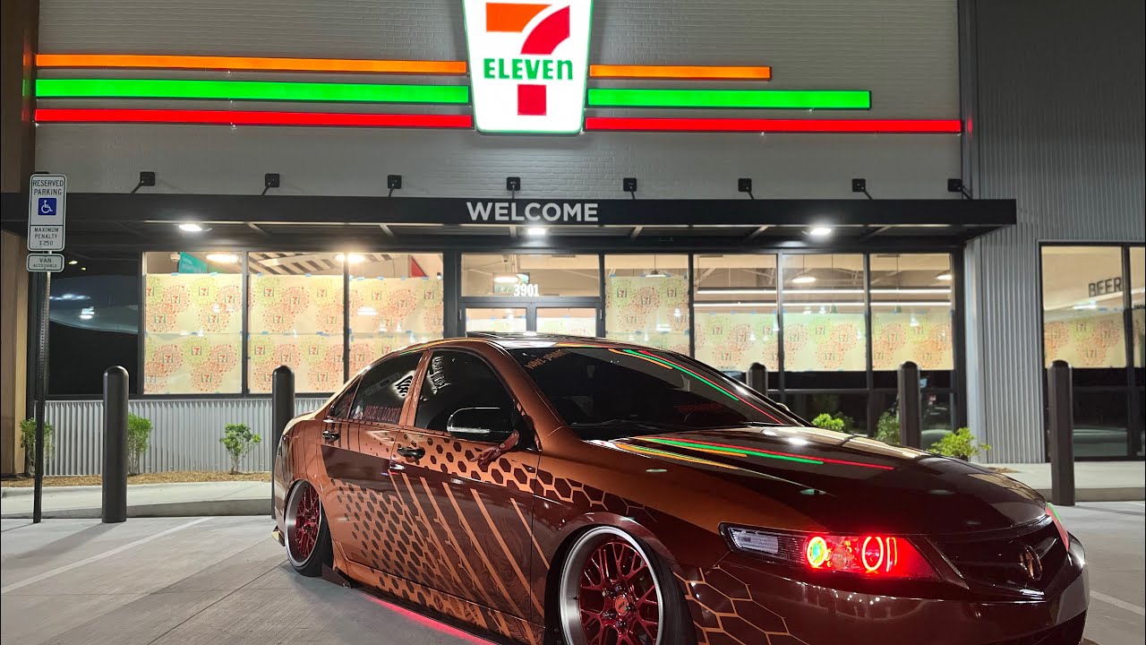 Bagged Acura tsx 7 eleven photoshoot - YouTube