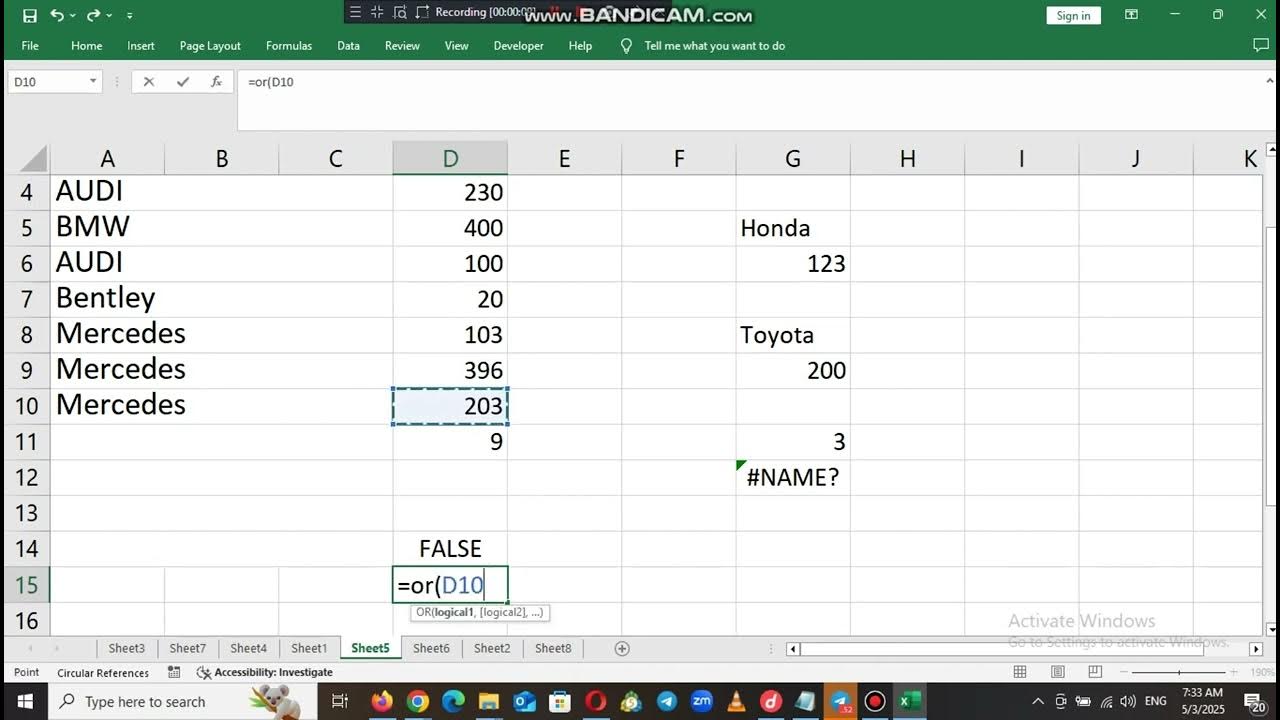 How to use or function on Excel - YouTube