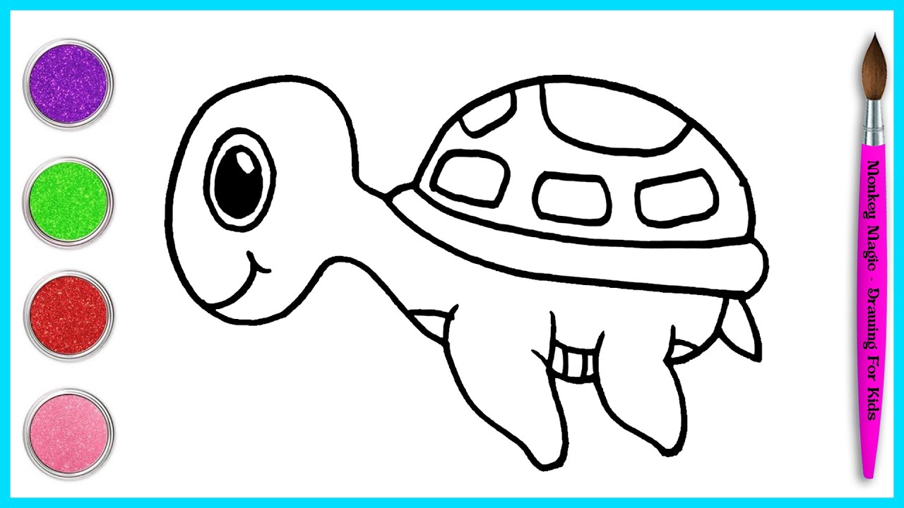 How to draw a Tortoise Step by Step | Easy drawings For Kids and ...