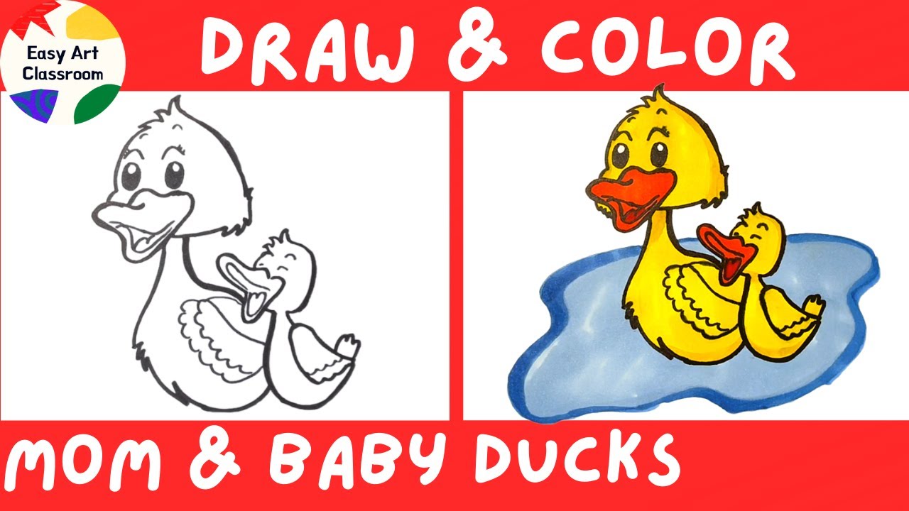 How to draw MOM and BABY DUCKS - YouTube