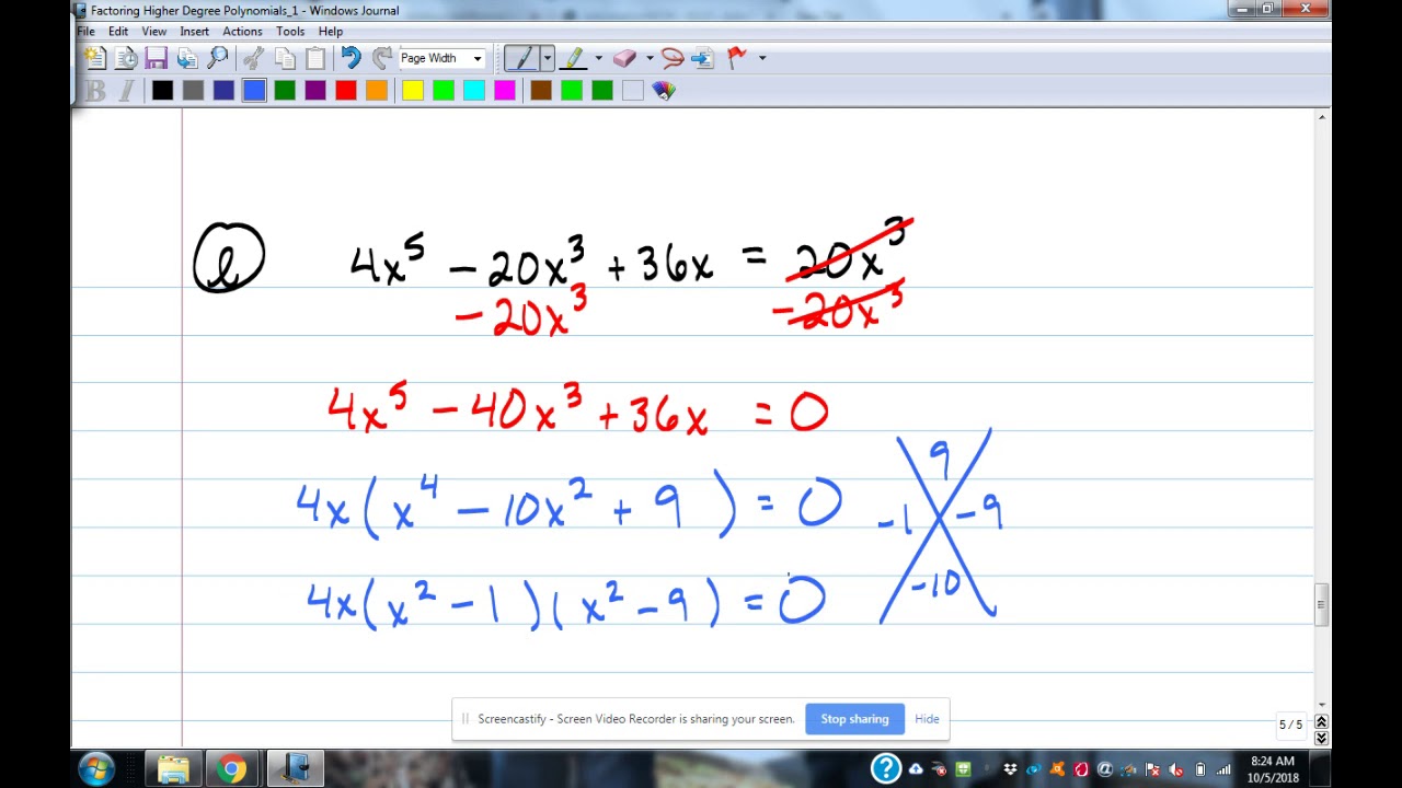 Algebra 2 F2018---Factoring and Solving Higher Degree Polynomials 2 ...