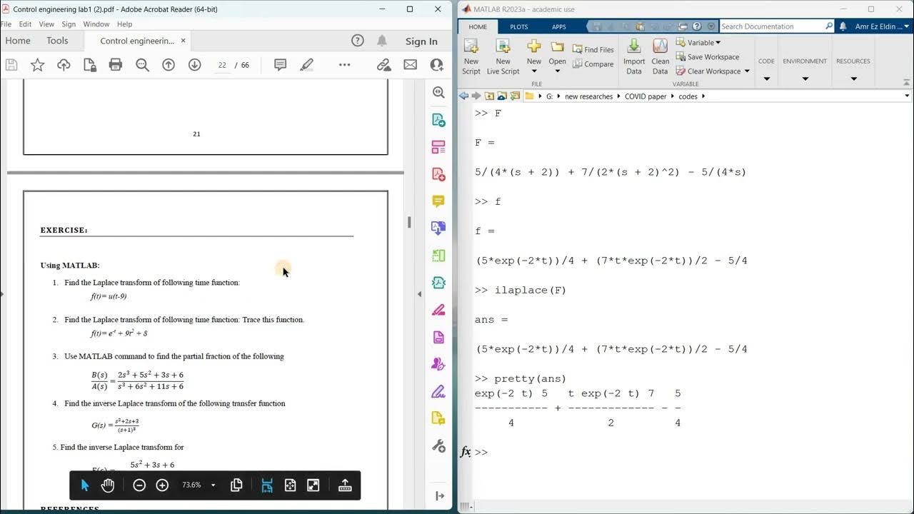 Laplace transform in Matlab - YouTube