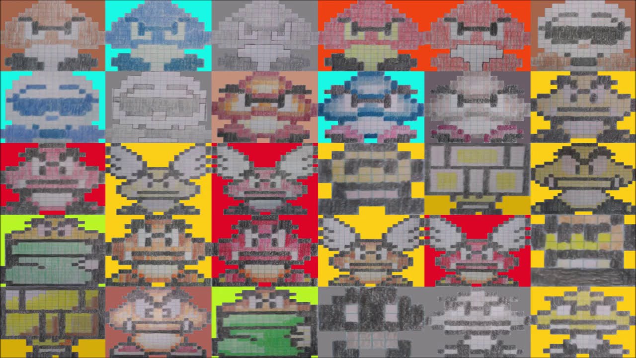 Graph Paper Speed-Draw Evolution Of The Goomba Sprites Part 1 - YouTube