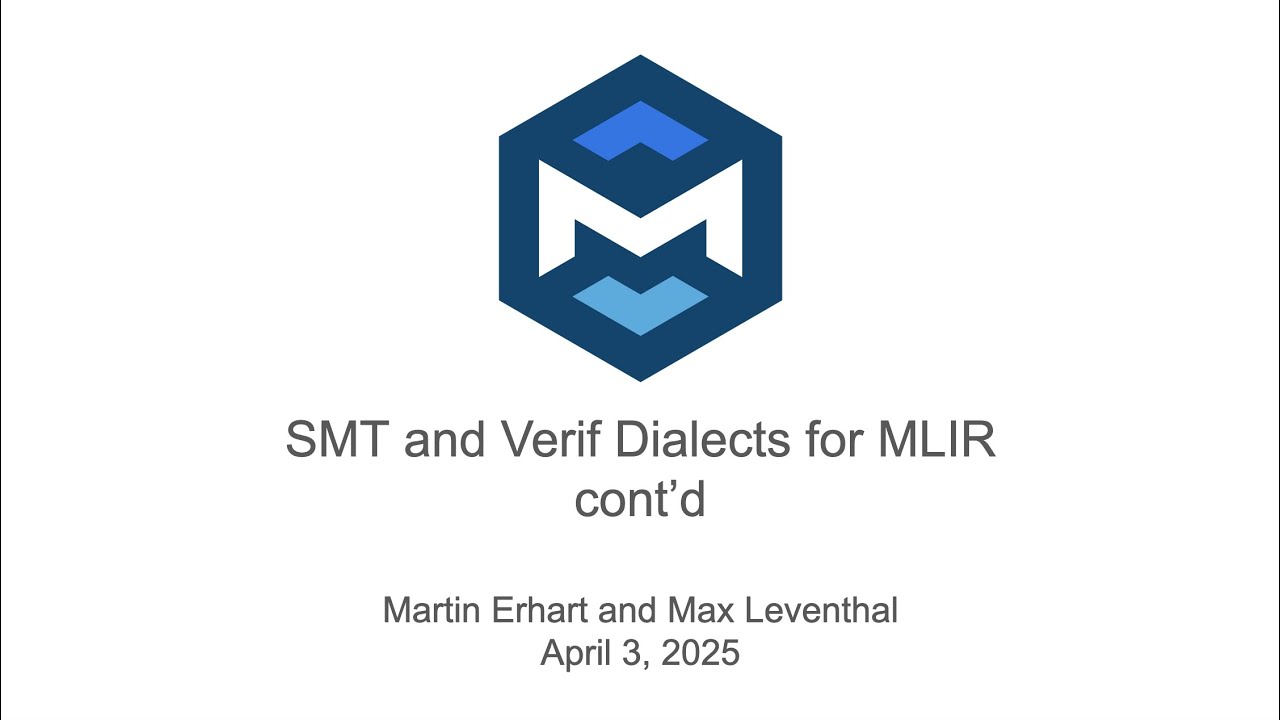 MLIR Open Design Meeting 2025-04-03: Upstreaming SMT and Verif Dialects ...