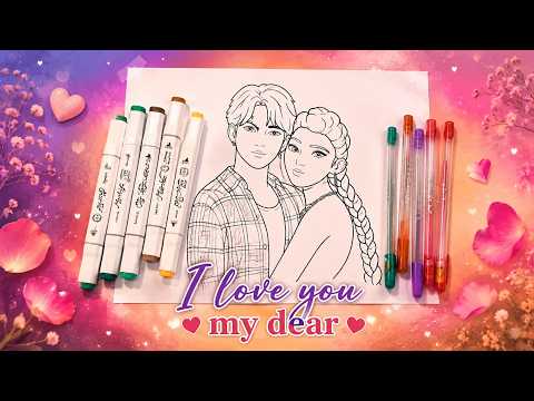 Romantic Couple Coloring | Love Coloring Page Tutorial❤️❤️