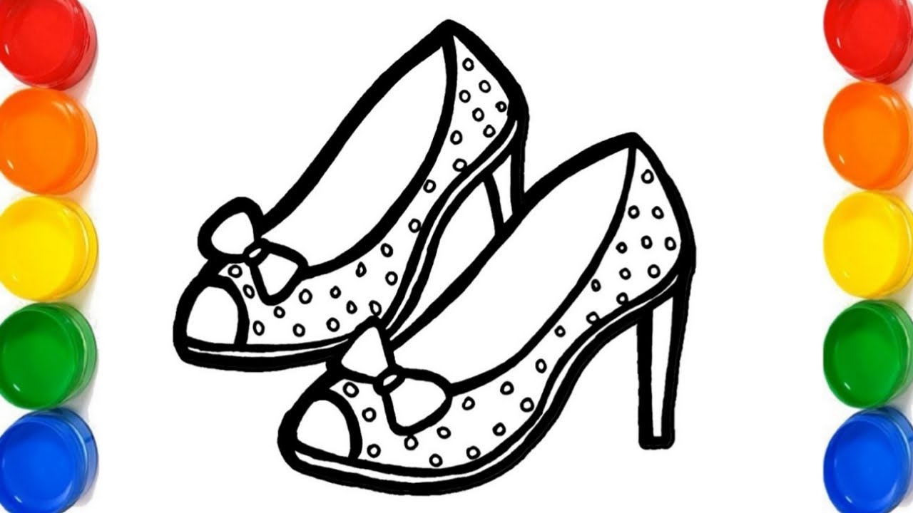 Girls shoes drawing and painting for kids* How to draw cute shoes 👠 ...