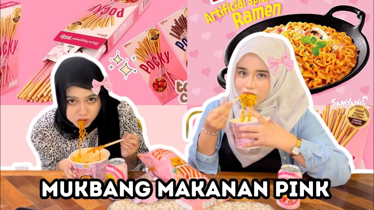 MUKBANG MAKANAN WARNA PINK!!! FIERA AKHIRNYA MAKAN RAMEN?!? - YouTube