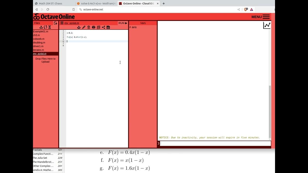 Math204- Chapter 5 experiment (Octave/Matlab script) - YouTube