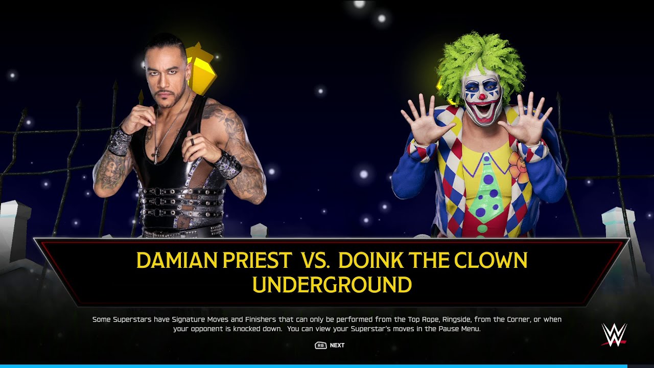 UNDERGROUND MATCH DOINK THE CLOWN VS. DAMIAN PRIEST WCW WWE 2K25 - YouTube