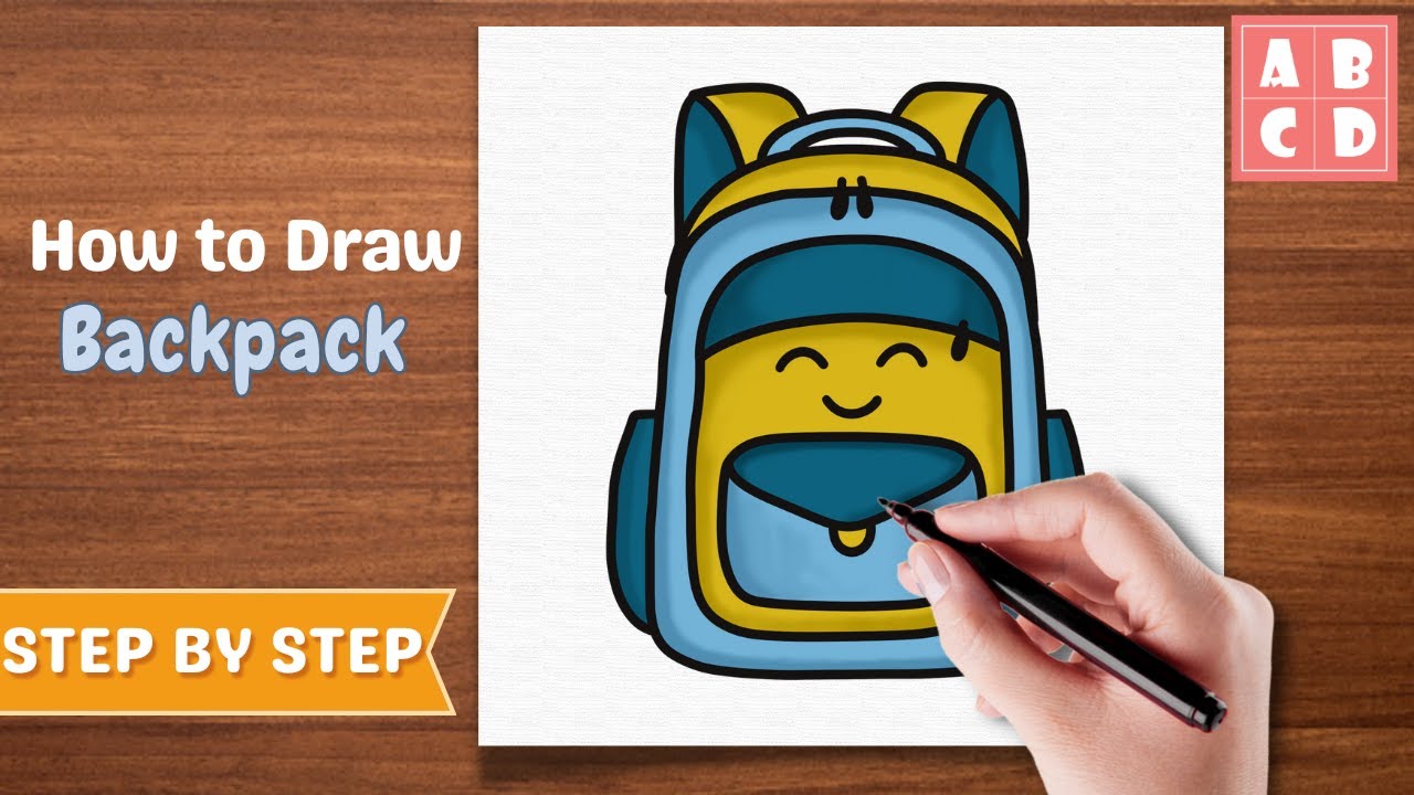 How to Draw a Cute Backpack Easy Step by Step | AnyBodyCanDraw with ...