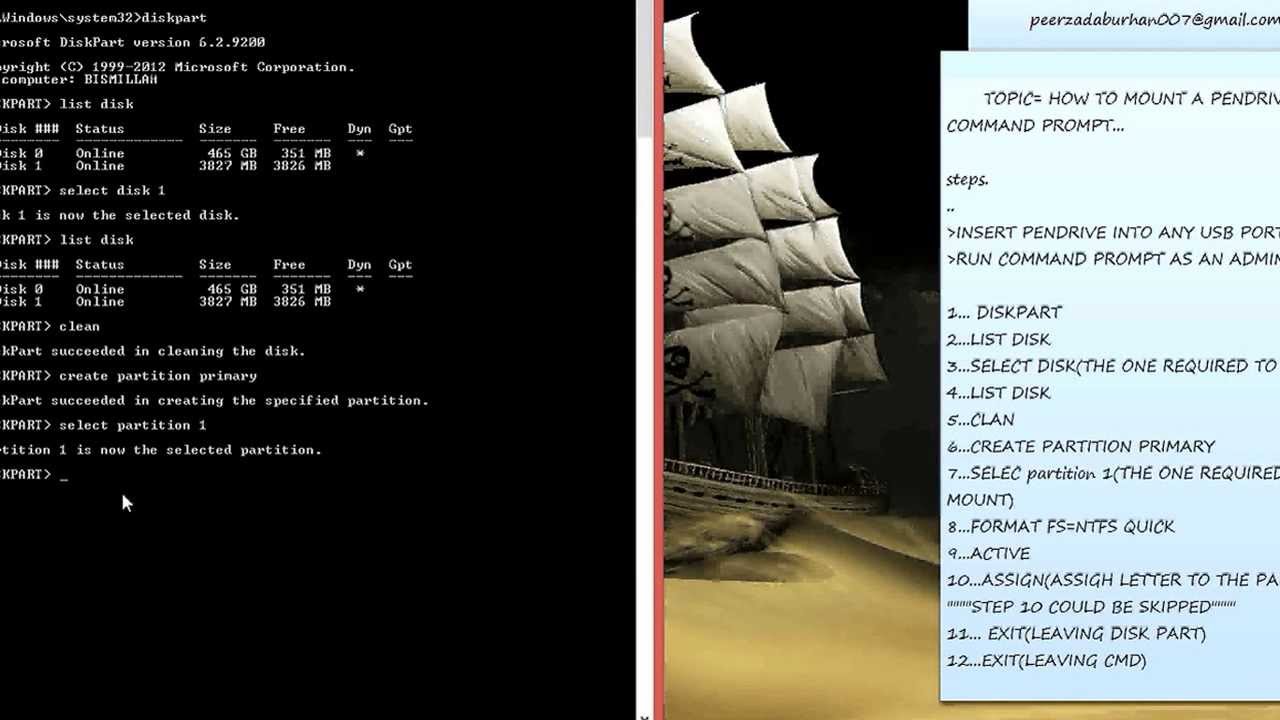 how to make a bootable pendrive/mount a pendrive--using command prompt ...