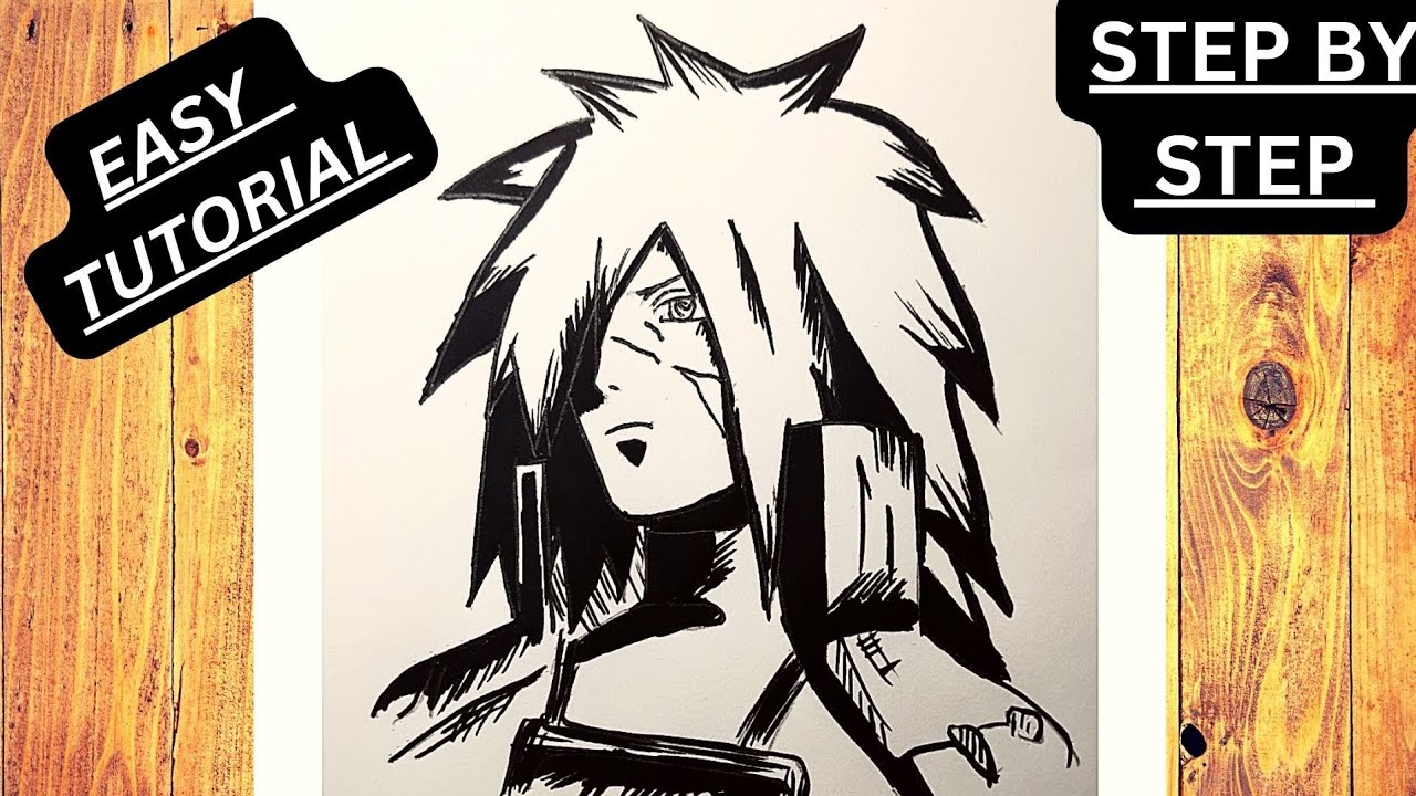 How to draw Madara Uchiha easy// Easy anime drawing// Easy anime sketch ...