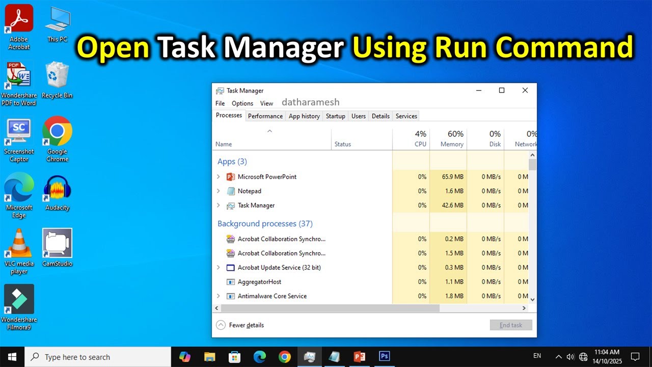 How to Open Task Manager Using Run Command - YouTube