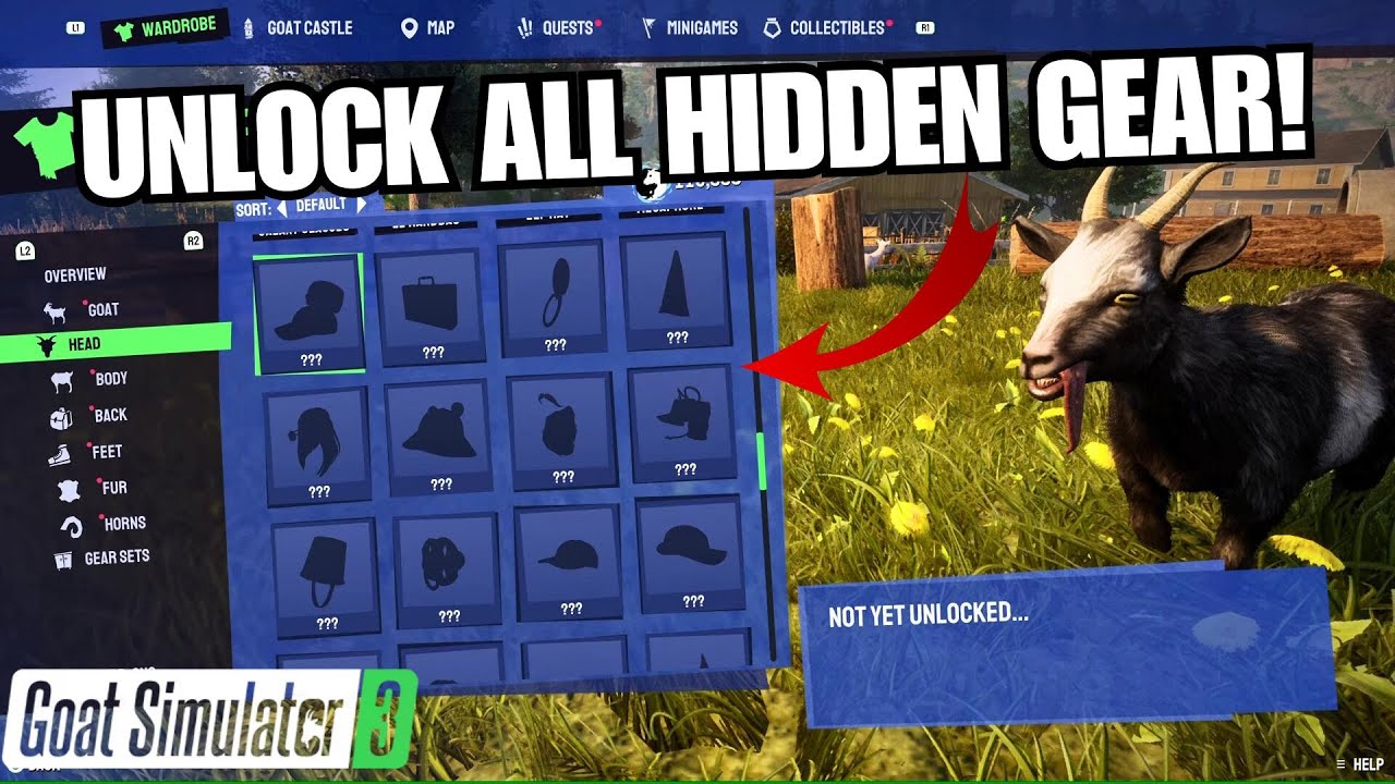 UNLOCK ALL HIDDEN GEAR! (Timestamps) Goat Simulator 3! - YouTube