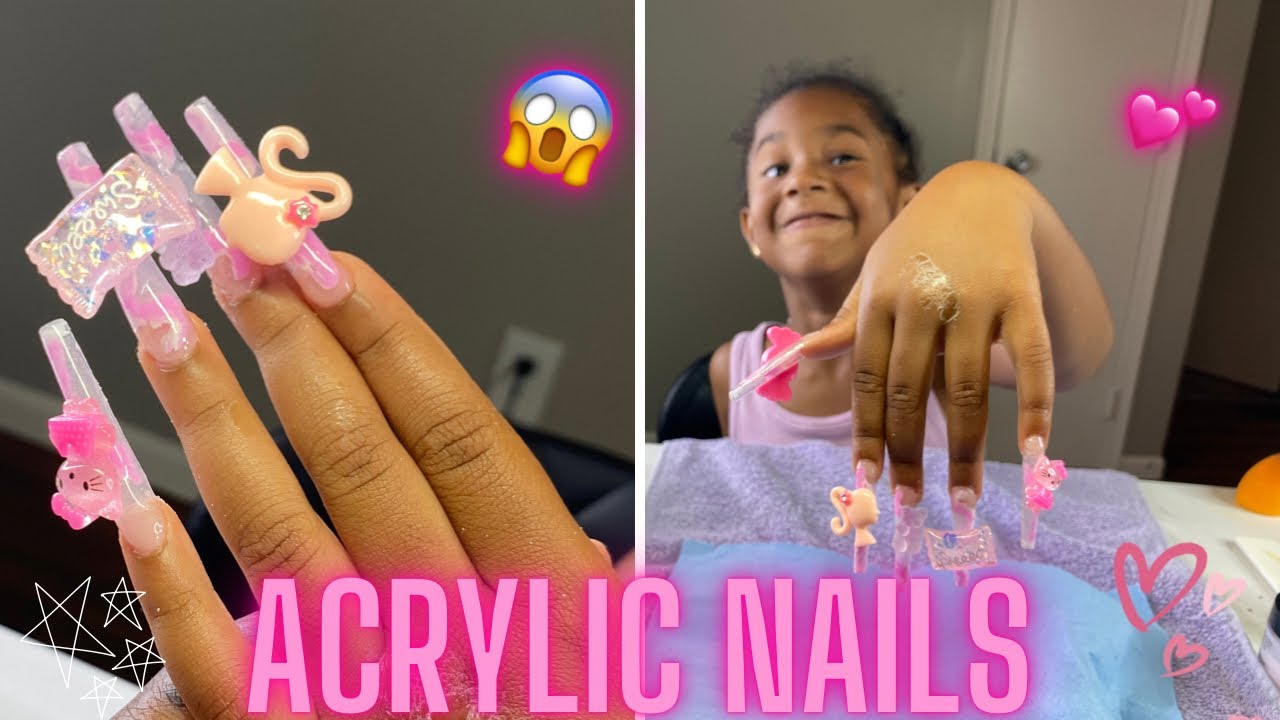 5 Year Old Gets Extra Long Kawaii Acrylic Nails - YouTube