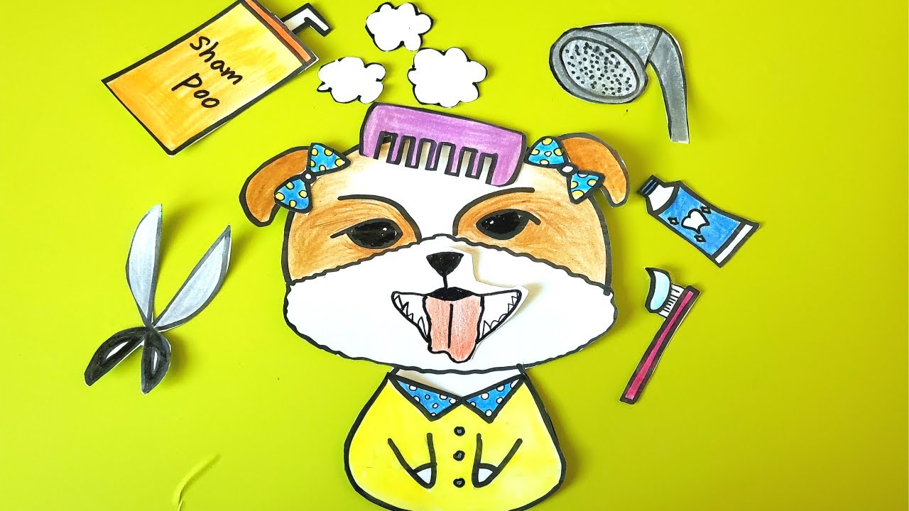 [🐶paper play🐶] grooming dog 🐶🐕 ️/paperdiy/paperplay/paperdiycraft - YouTube