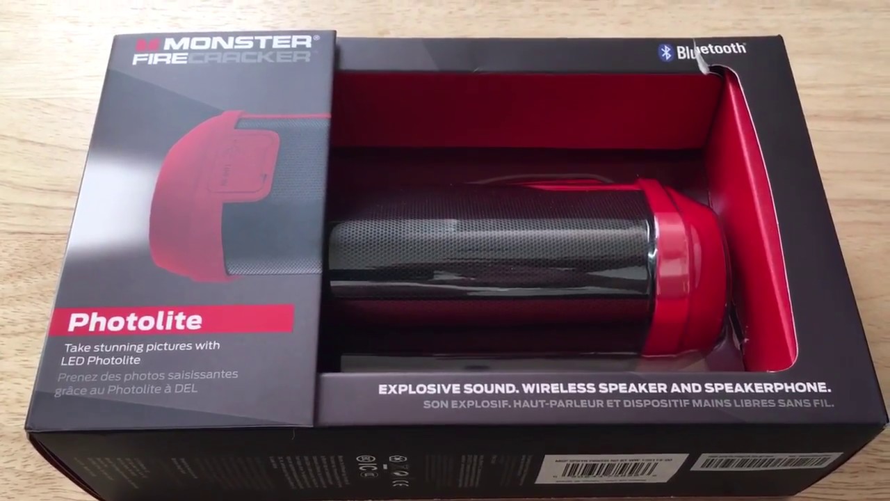 Monster Firecracker Photolite Bluetooth Speaker Unboxing 10-20-17 - YouTube