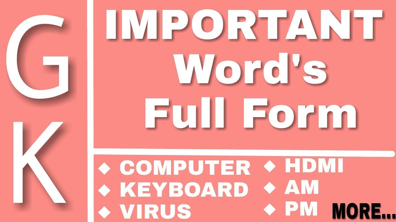 General Knowledge | Know Full Forms of Important Words - YouTube