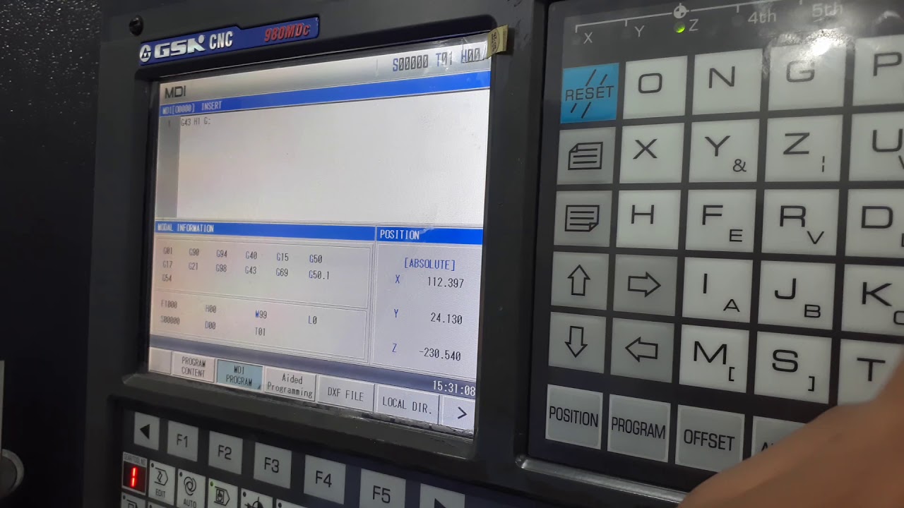 CNC Milling GSK 980MDc Cek Tool Offset 1 - YouTube