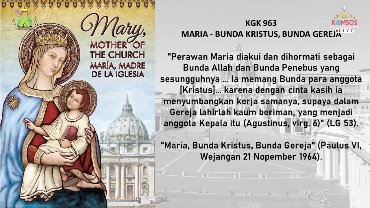 Misa PW SP Maria, Bunda Gereja, 1 Juni 2020 pkl 18.00 WIB, Kapel Rumah ...