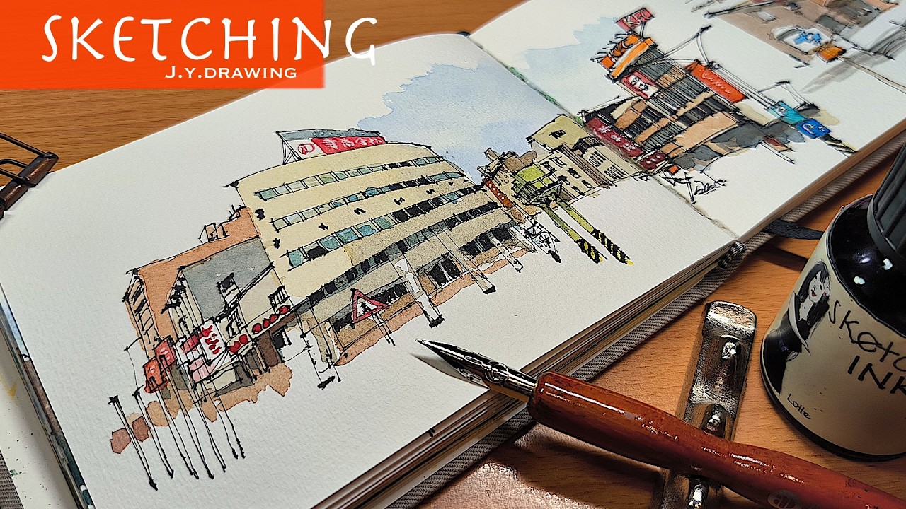Drawing Street Scenes Easy with a Dip Pen and Simple Watercolor ...