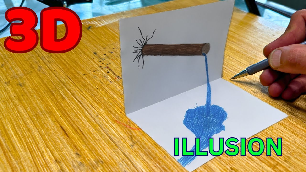 easy Trick art 3d drawing on paper for beginner - how to draw 3d - YouTube