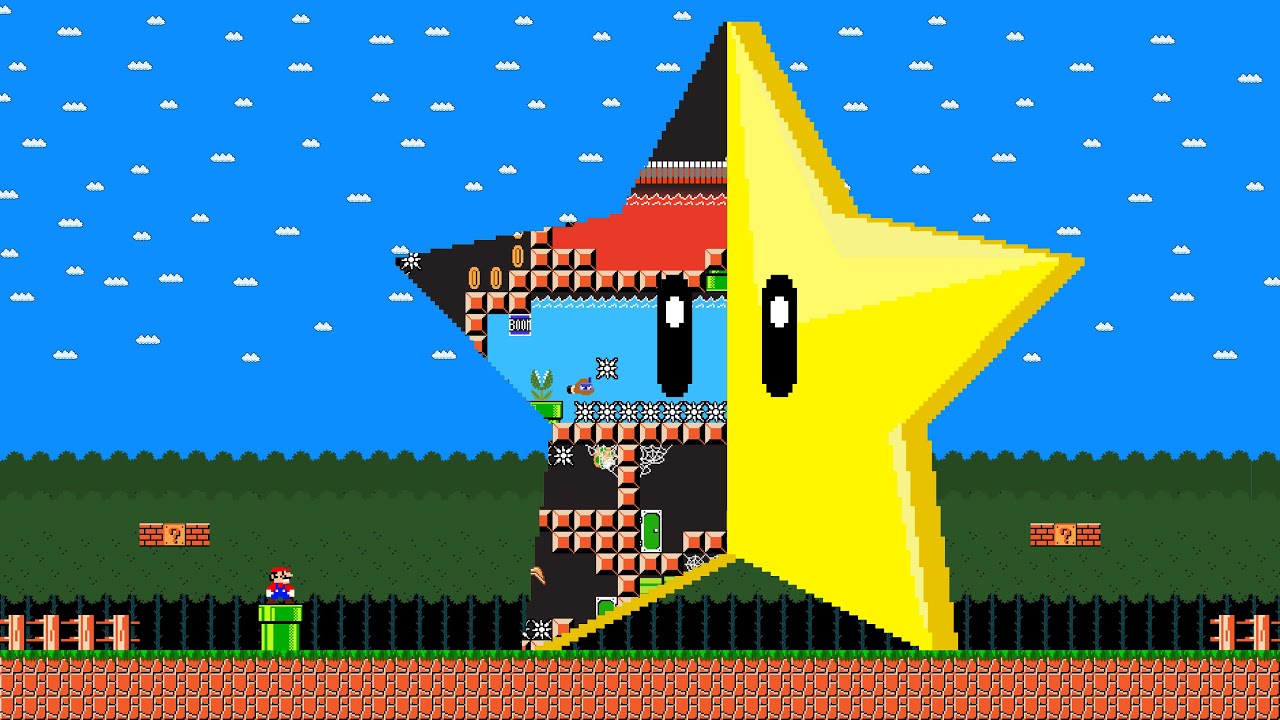 When Mario vs Giant Star Power-Ups Maze in Super Mario Bros. - YouTube