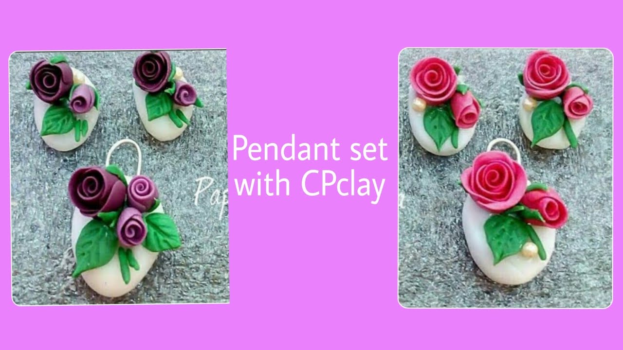 Handmade jewellery with homemade air dry clay | Rose pendant set with ...