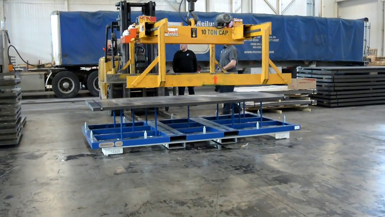 Loading Sheet Metal on Returnable Pallet - YouTube
