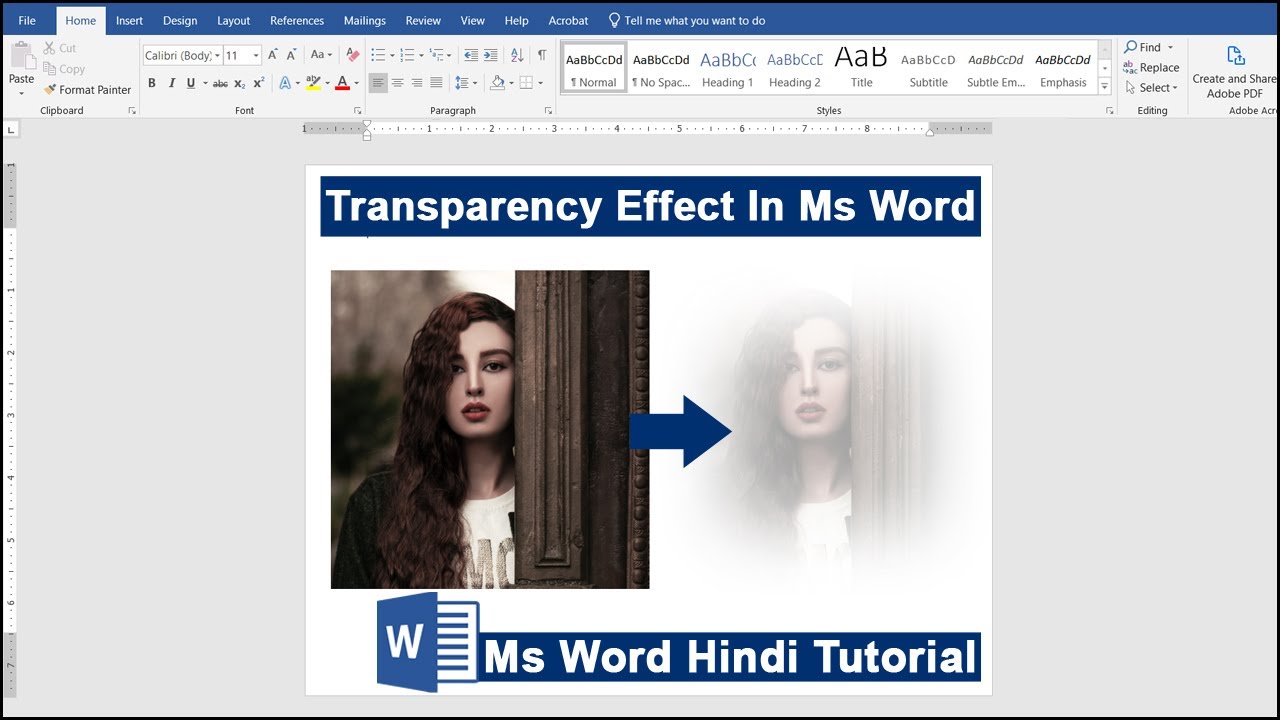 Image Transparency Effect in Ms word Tutorial || Picture Editing ...