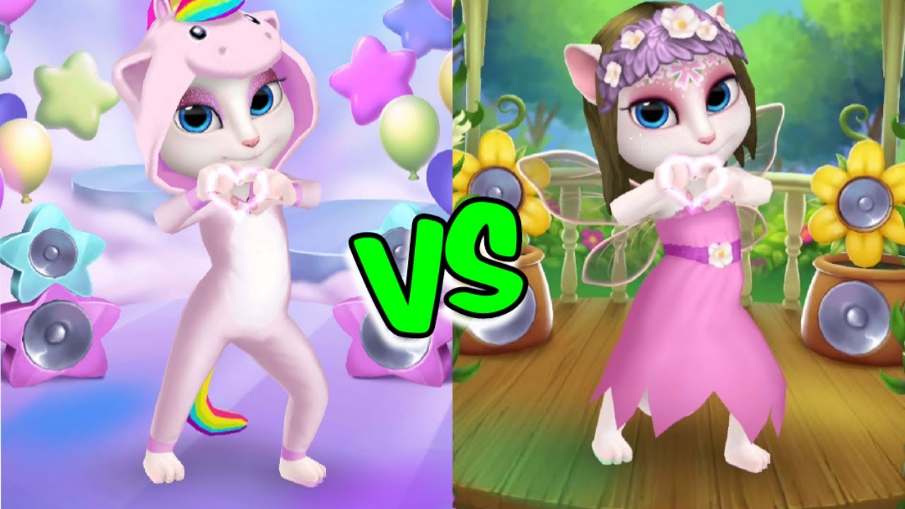 😱 My talking angela latest Spring Update Vs My Talking Angela Unicorn 🦄 ...